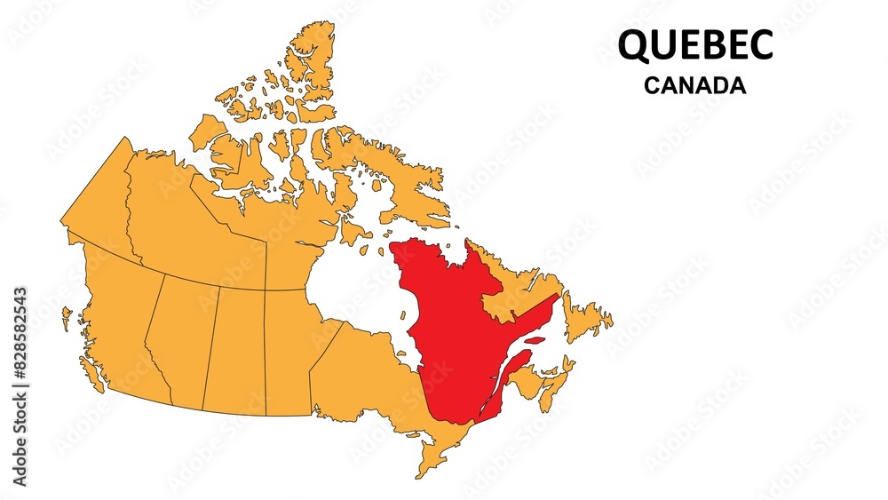 Quebec Map is highlighted on the Canada map with detailed state and ...