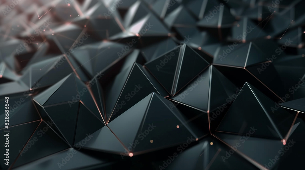 High-tech dark background with triangular patterns and red neon lines ...