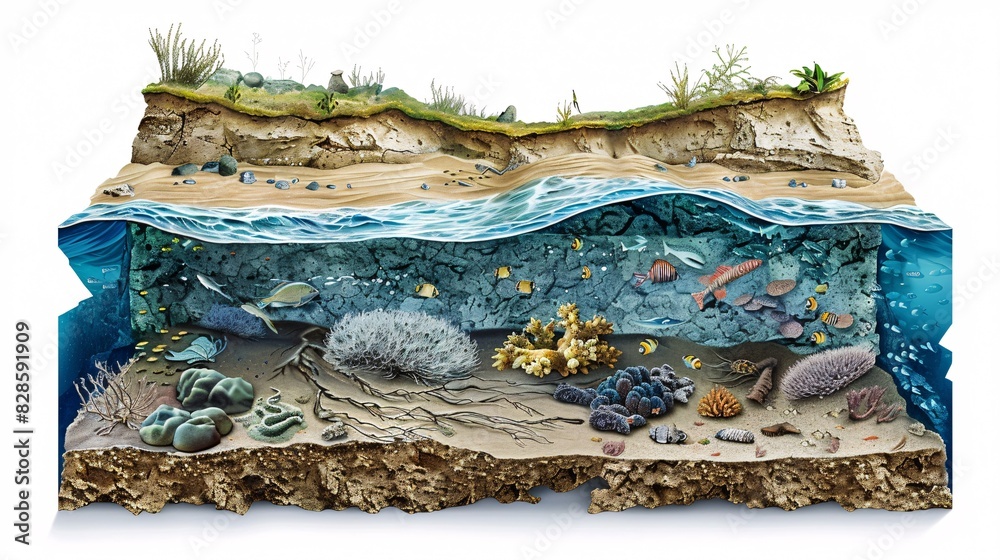 Side view cutaway showing sea level and ground level, illustrating the ...