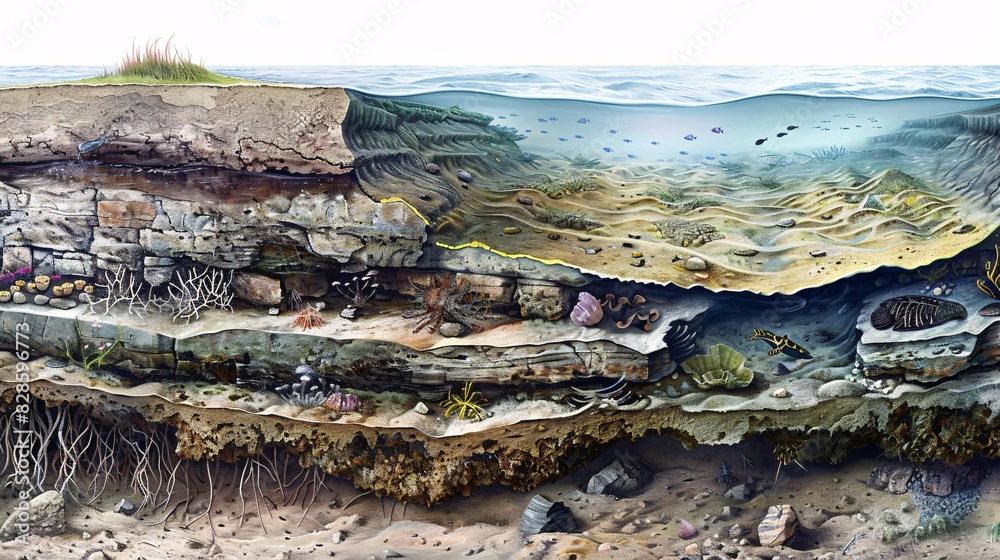Side view cutaway showing sea level and ground level, illustrating the ...