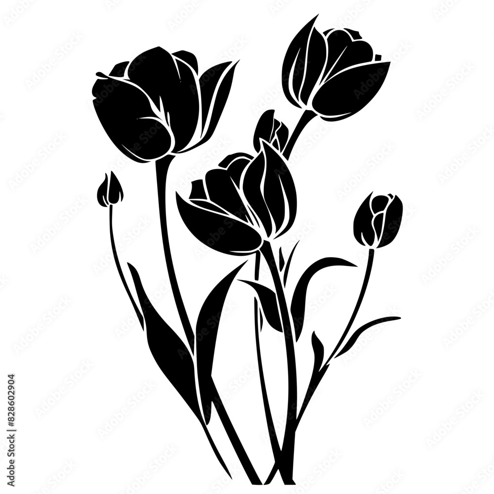 Tulip silhouette, Tulip svg, Tulip png, Tulip illustration, Tulip ...