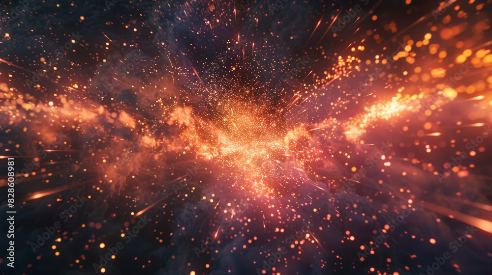 4th of july : A stunning cosmic explosion with vibrant, fiery particles ...