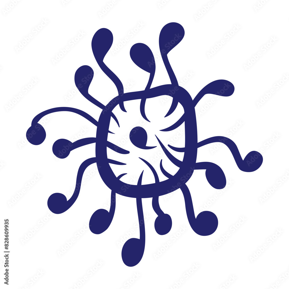 Bacterial microorganism. Doodle style germ, primitive organism, micro ...
