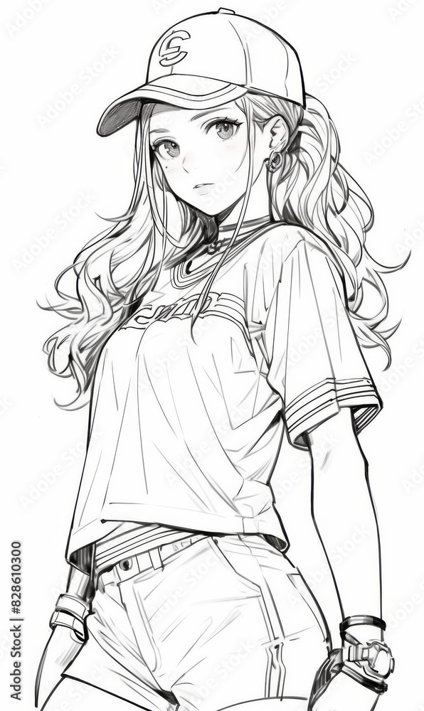 Beautiful full body illustration of a young kawaii woman anime artwork ...