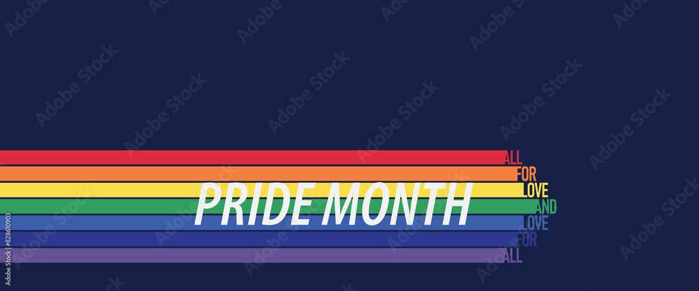 LGBTQ Pride Month poster design template background. Rainbow flags with ...