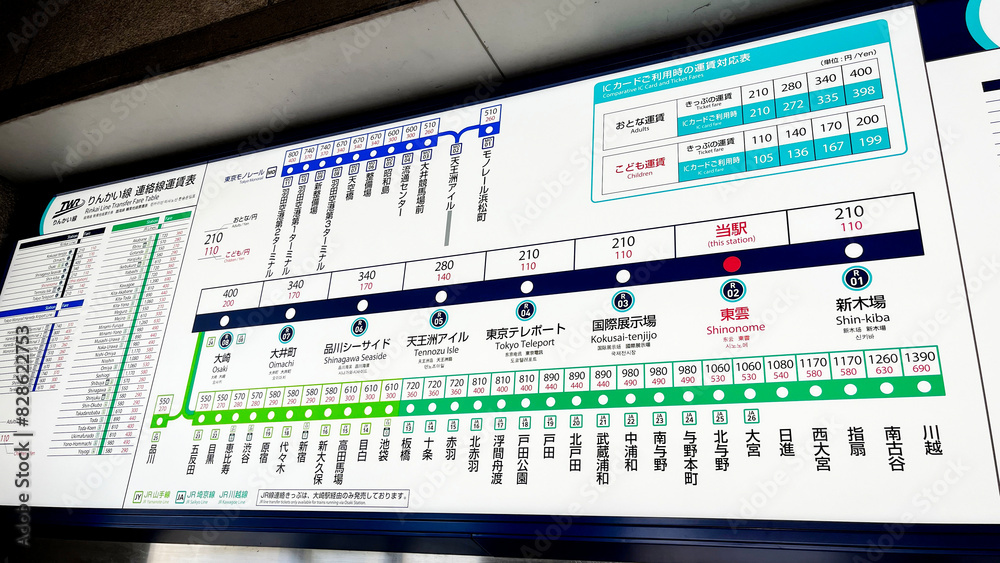 Fare Information of Shinonome station of Rinkai Line, Tokyo, Japan ...