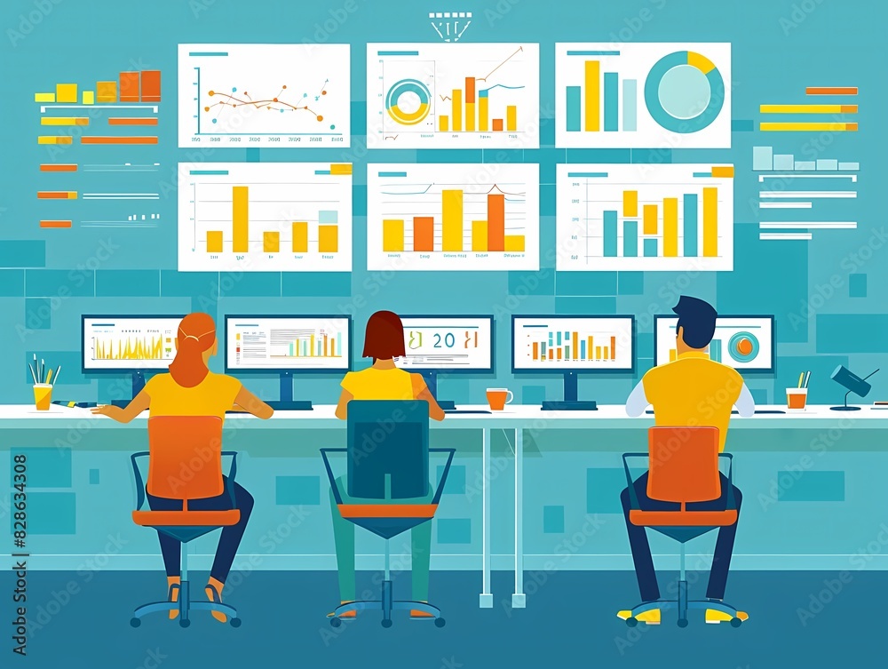 Visualize a flat design of a project review and feedback session Stock ...