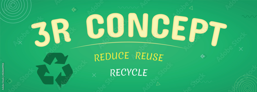 3R concept banner, abstract pattern design, reduce, reuse, recycle ...