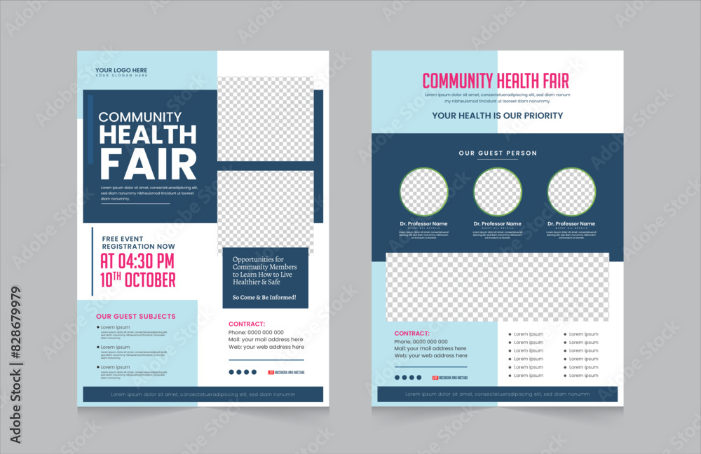 Community health Fair double-sided flyer design. Perfect for any poster ...