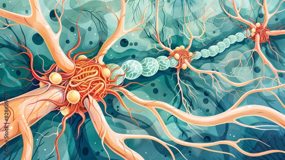 Illustration of neural connections and synapses in the human brain ...
