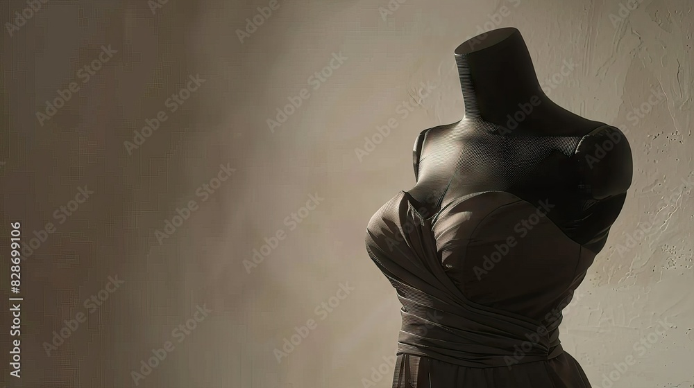 Plus size model and dummy female torso in studio Plus size model and ...