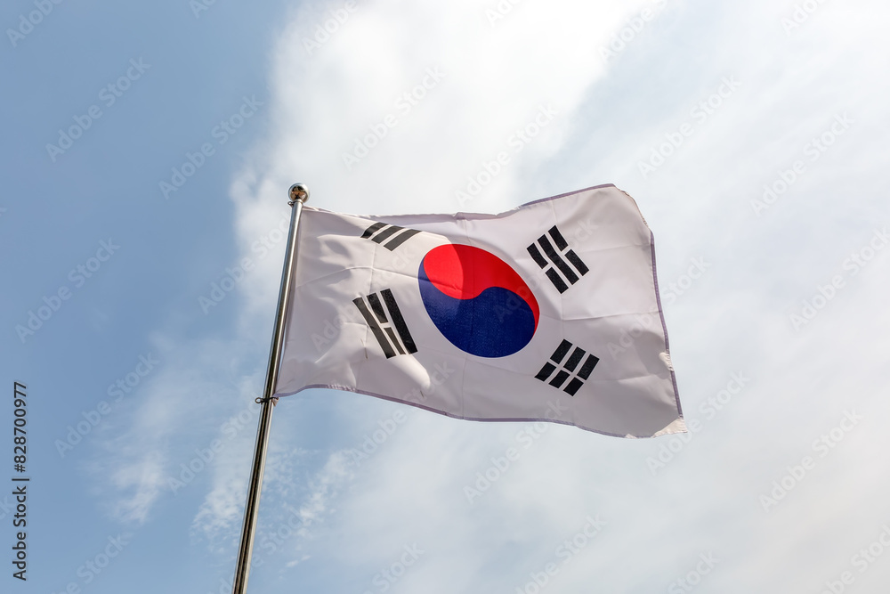Flag on taegeukgi, Korea flag pole and blue sky, Flag of Korea ...