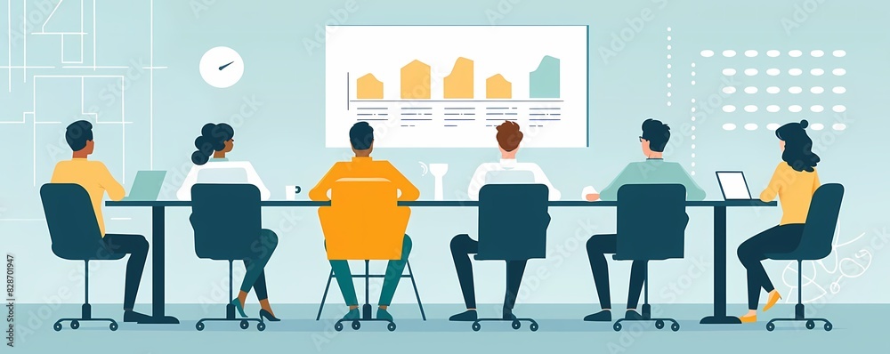 Picture a flat design of a performance appraisal meeting Stock ...