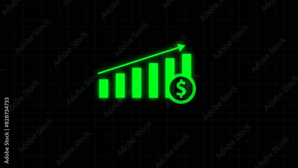 green color business graph chart with upward trend on grid line ...