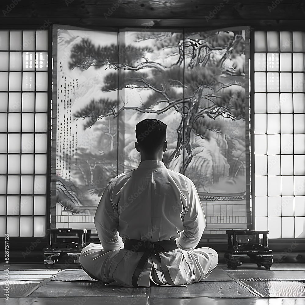 South Korean man practicing the ancient art of taekkyeon a traditional ...