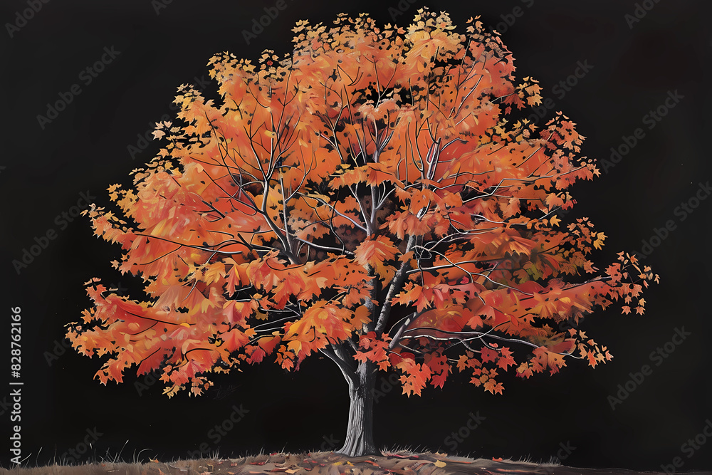 Sugar maple (Acer saccharum) (Colored Pencil) - North America ...