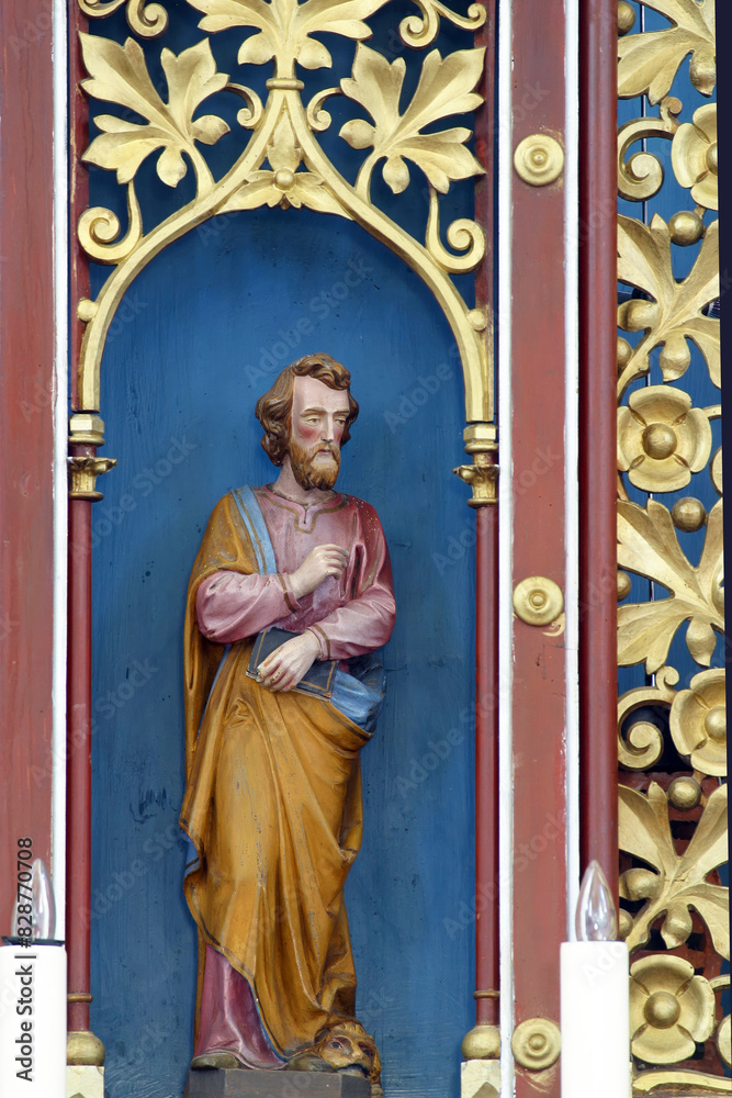 Saint Mark the Evangelist, statue on the main altar in the parish ...