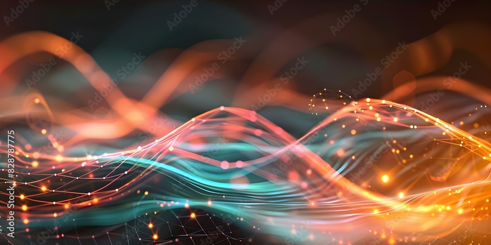 Digital landscape with interconnected technology flow and technical ...