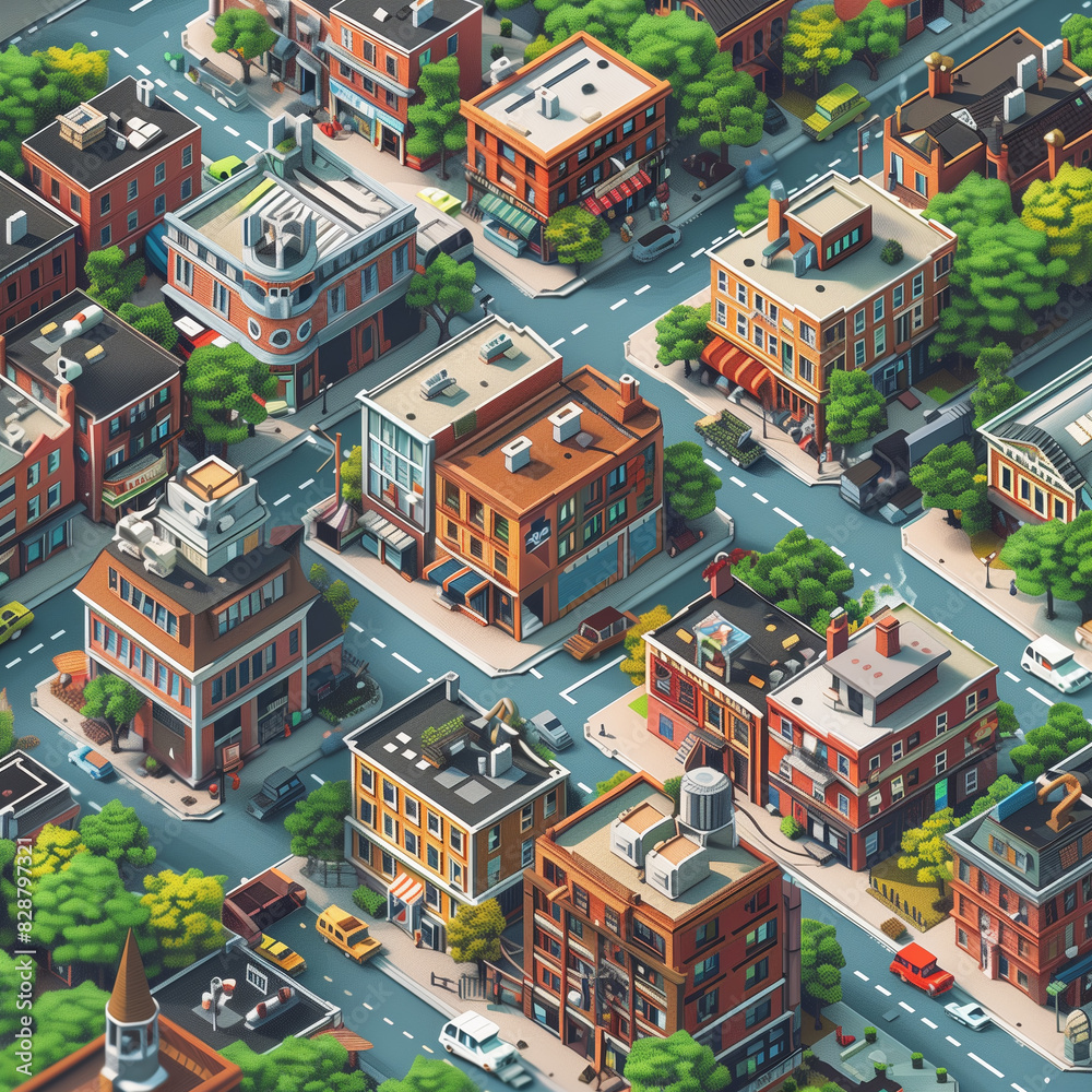 Isometric pixel art city with big pixels and low resolution Stock Illustration | Adobe Stock