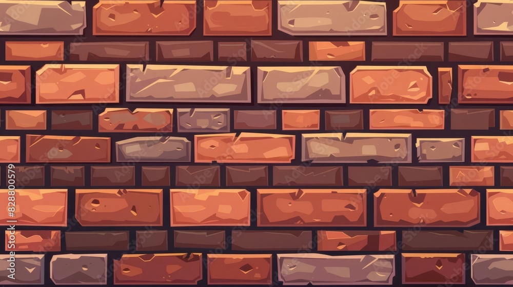 2d game level brick wall texture with shadowing platformer game ...