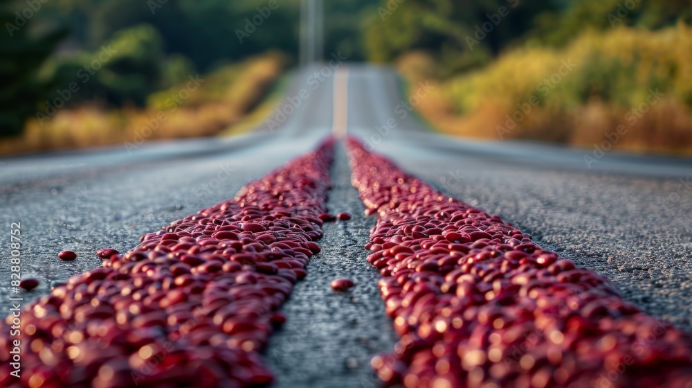 A pile of red beans, forming an empty road in the middle,Path Through ...