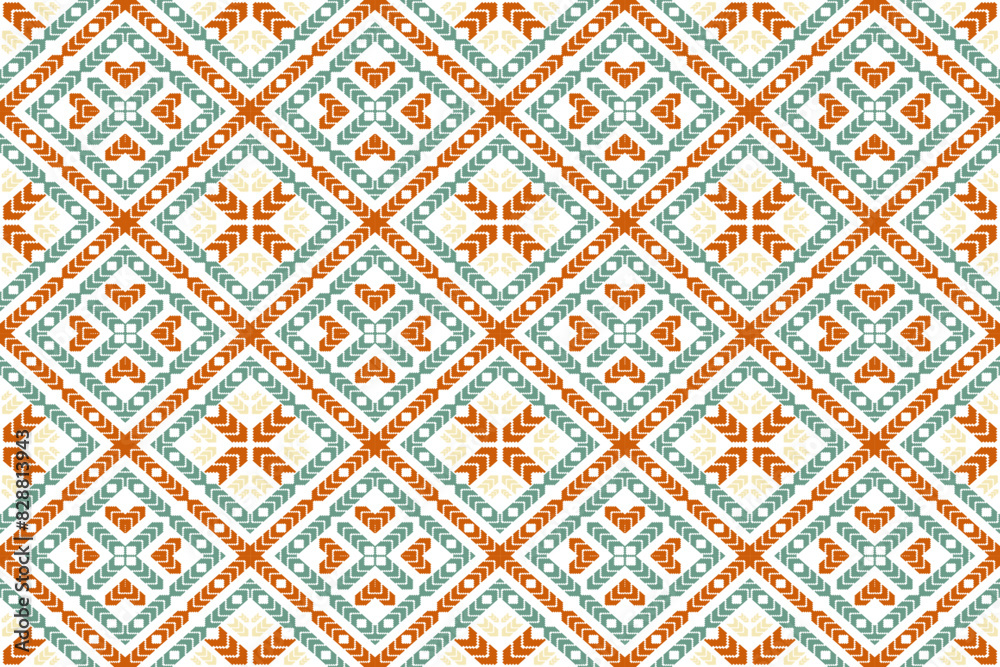 pattern, geometric, seamless, traditional, ethnic, thai, fabric ...