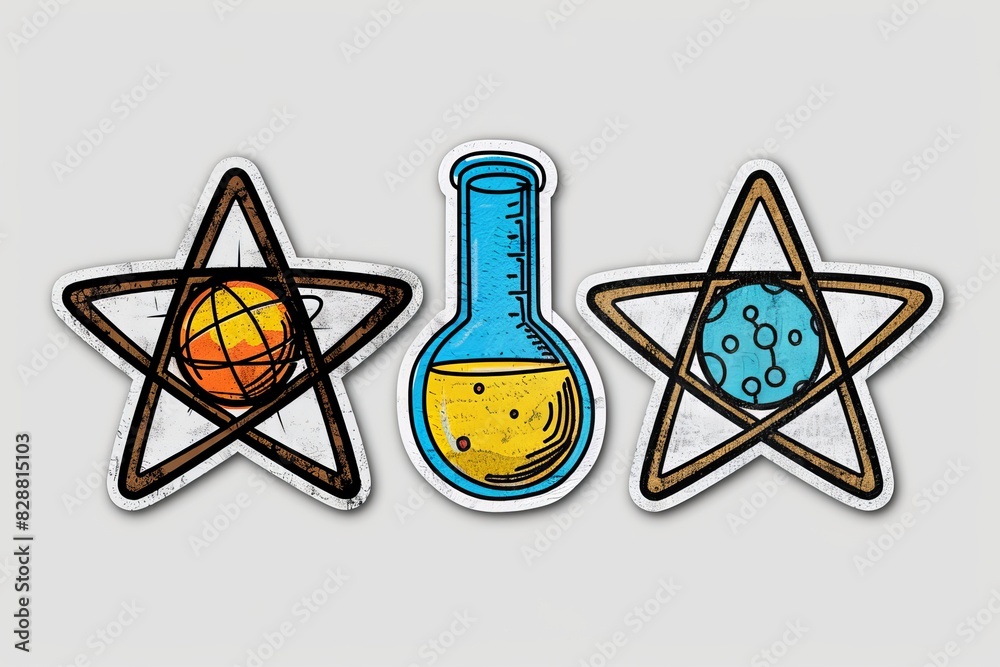 Illustration of scientific beakers with glowing liquids, showcasing the ...