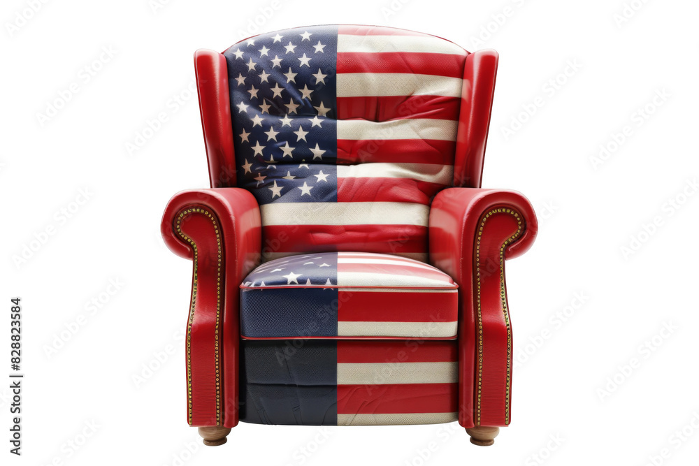 American flag chair, isolated on solid white background, PNG di-cut ...
