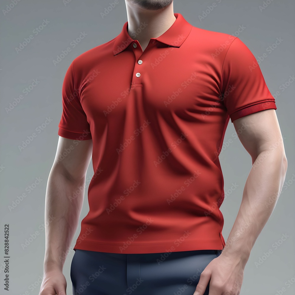 High-Quality Digital Render of Red Polo Shirt: Front and Back Showcase ...