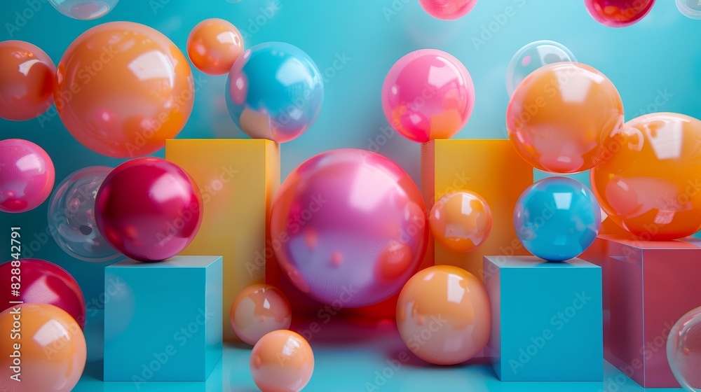Colorful Geometric Magic: Dynamic Formation of 3D Orbs and Cubes Stock ...