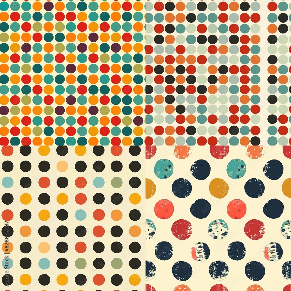 The image is divided into two panels of abstract patterns composed of ...