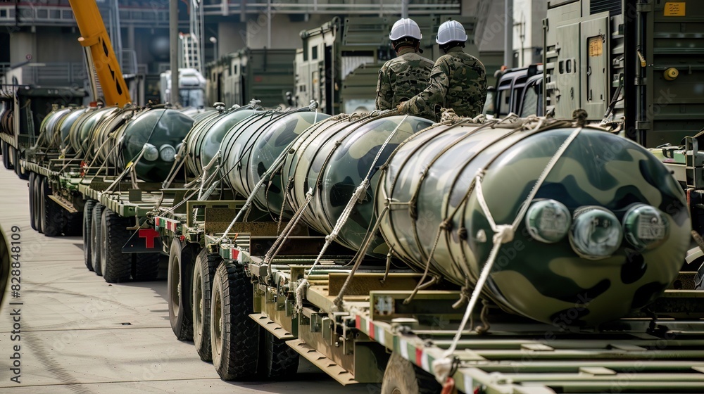 Chemical weapon canisters being safely encased and transported to a ...
