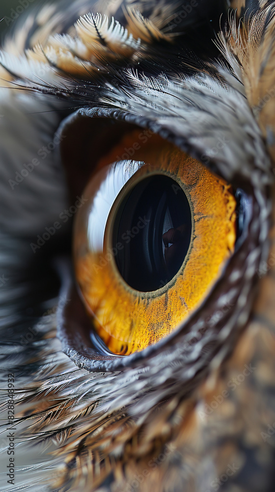 Closeup of an owls eye, highlighting the depth and nocturnal ...