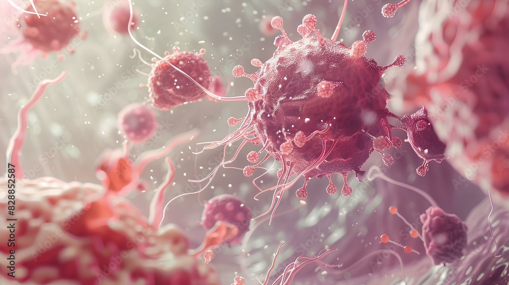 cell penetration, harmful bacteria, viral infection, illustration of ...