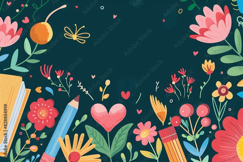 Banner design for Teacher Appreciation Day featuring a blend of flowers ...