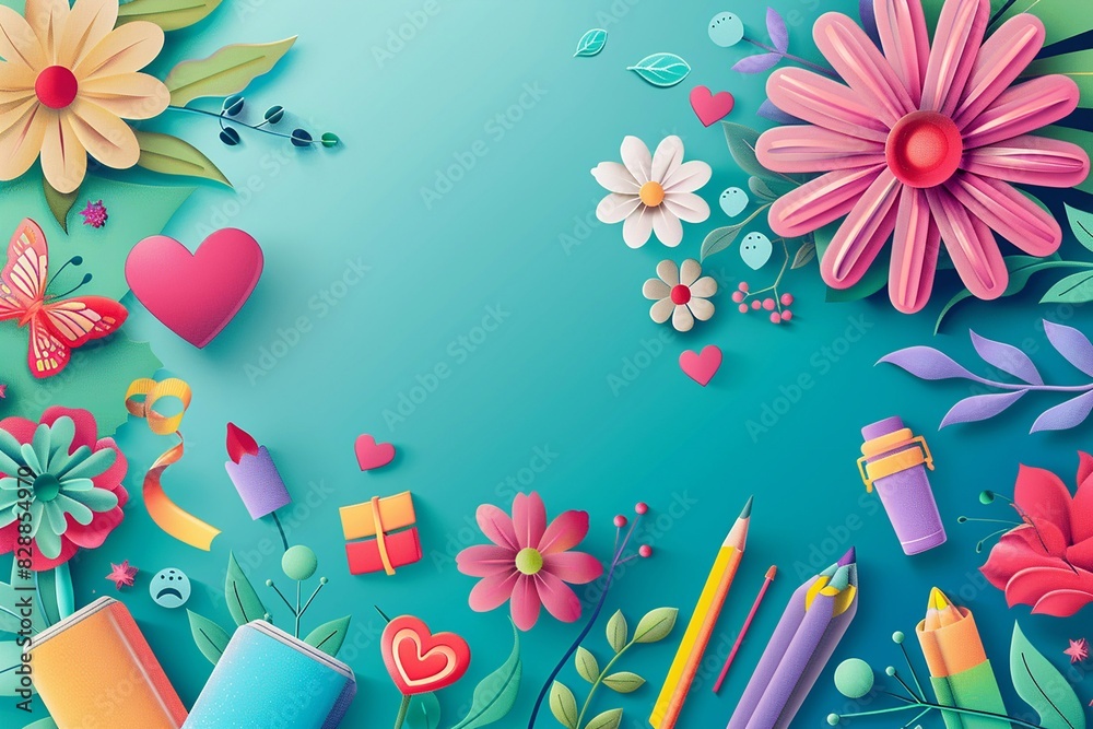 Banner design for Teacher Appreciation Day featuring a blend of flowers ...