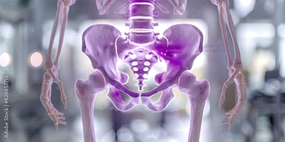 Person with pelvic fracture holding hip struggling to standwalk ...
