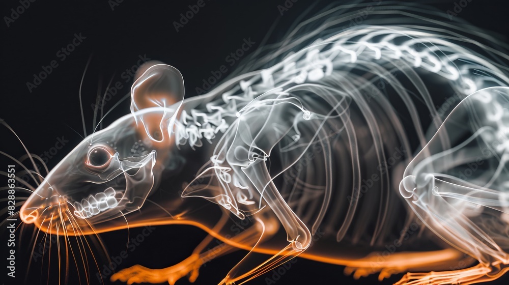 X-ray film of a rat detailing bone structure and alignment. X Ray ...
