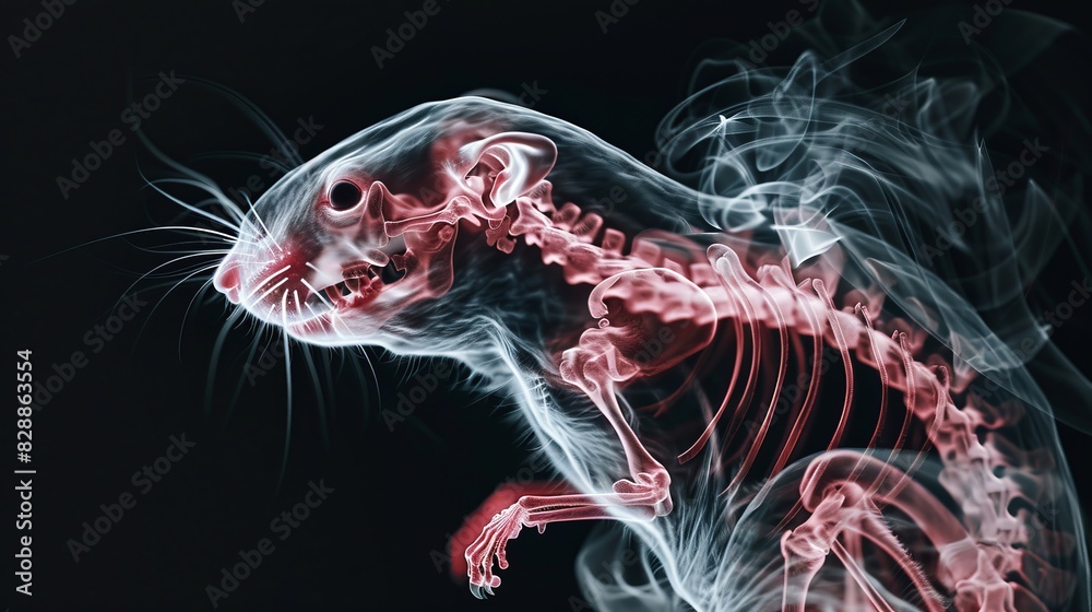 X-ray film of a rat detailing bone structure and alignment. X Ray ...