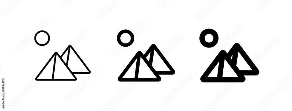Editable pyramid vector icon. Landmark, monument, building, middle east ...