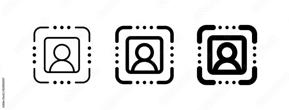 Editable user recognition, face, scan vector icon. AI technology ...