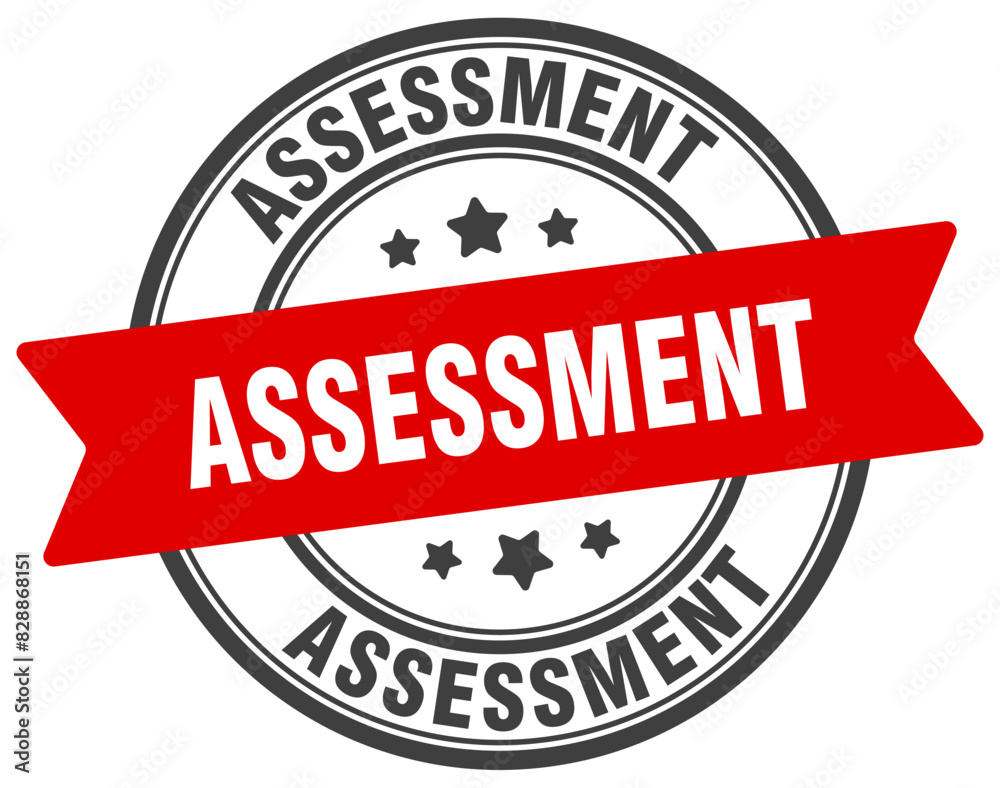assessment stamp. assessment label on transparent background. round ...