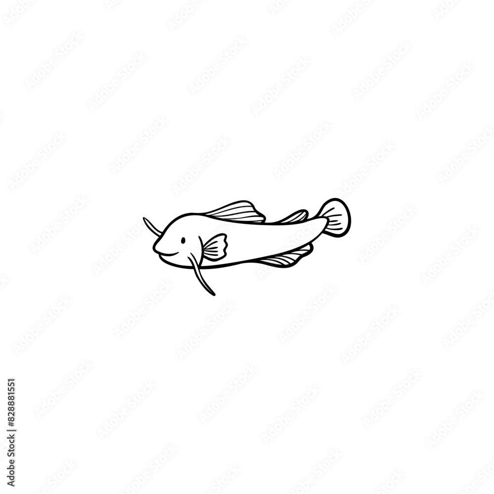 Cute drawing of a catfish illustration. Suitable for stickers, posters ...