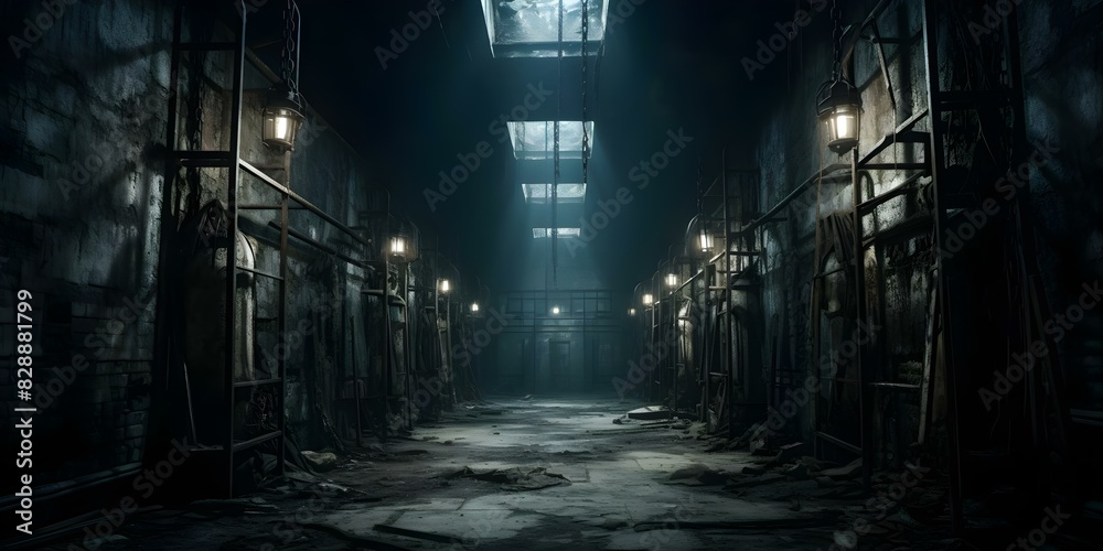 Explore a spooky abandoned prison cell at night with unsettling ambient ...