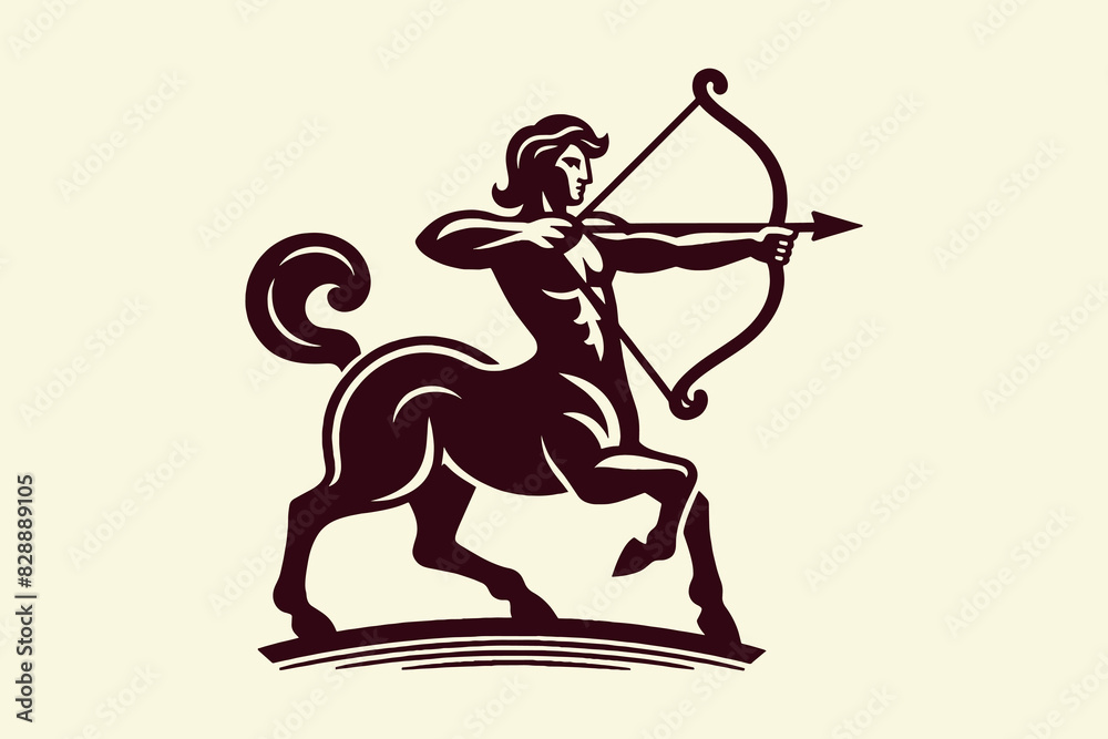 Ancient Greek mythical centaur with bow and arrow. Vintage retro ...