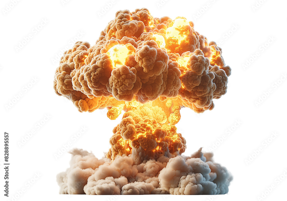 A detailed image of an atomic explosion mushroom cloud, isolated on a ...