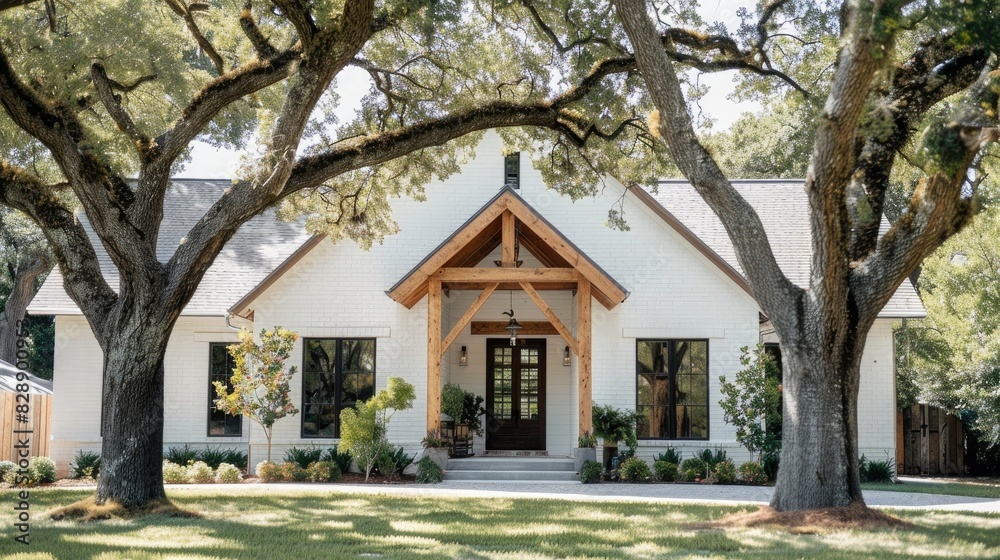 Photo of a modern farmhouse style home exterior with white painted ...