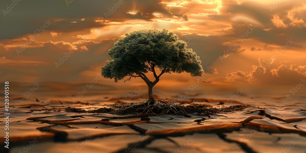 Impact of Climate Change: Tree Cracking Ground Signifying Environmental ...