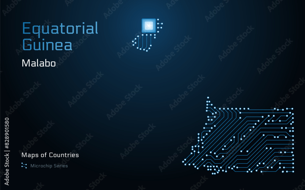 Equatorial Guinea Map with a capital of Malabo City Shown in a ...