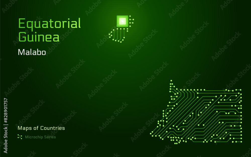 Equatorial Guinea Map with a capital of Malabo City Shown in a ...